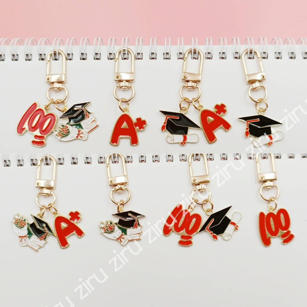 A+ Good Omen Doctoral Hat Enamel Keychain School Graduation Cap Key ...