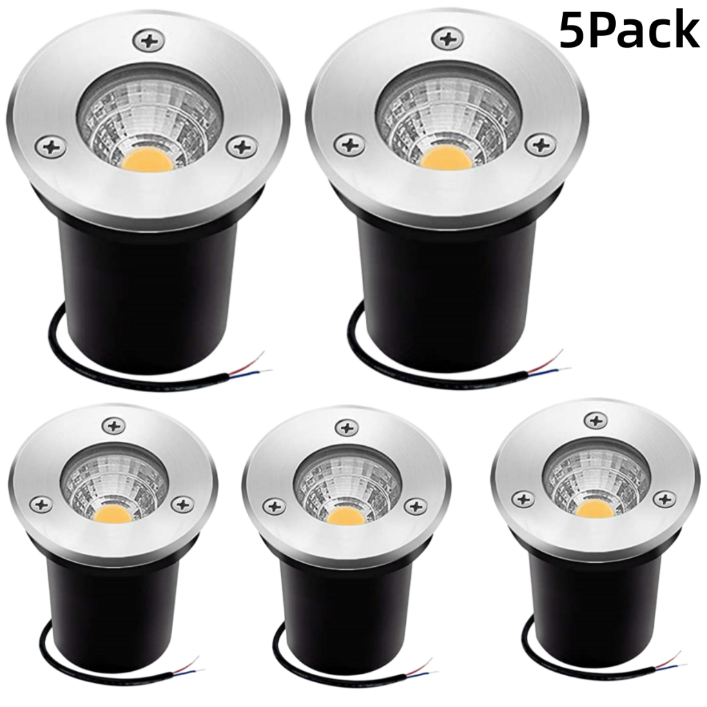 5Pack IP67 Waterproof LED underground Light 5W Warm White Outdoor ...