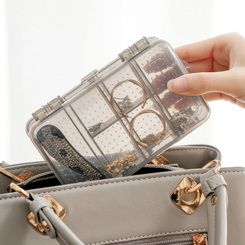 Double-layer Compartment Portable Jewelry Box /Plastic Transparent ...