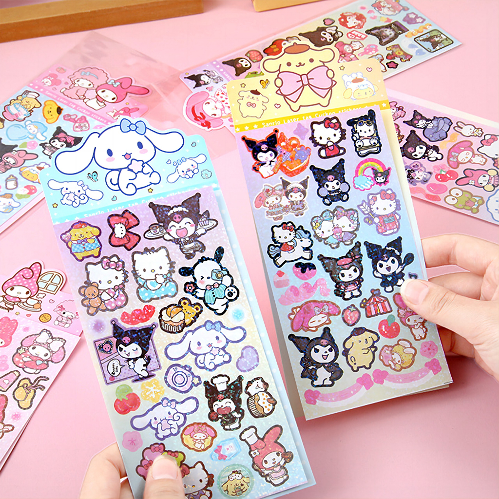 Cartoon Sticker Shiny Goo Card Sticker Colorful Laser Notebook Sticker ...