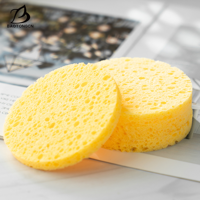 Round Soft Facial Cleaning Sponge 100% Compostable Wood Pulp Makeup ...