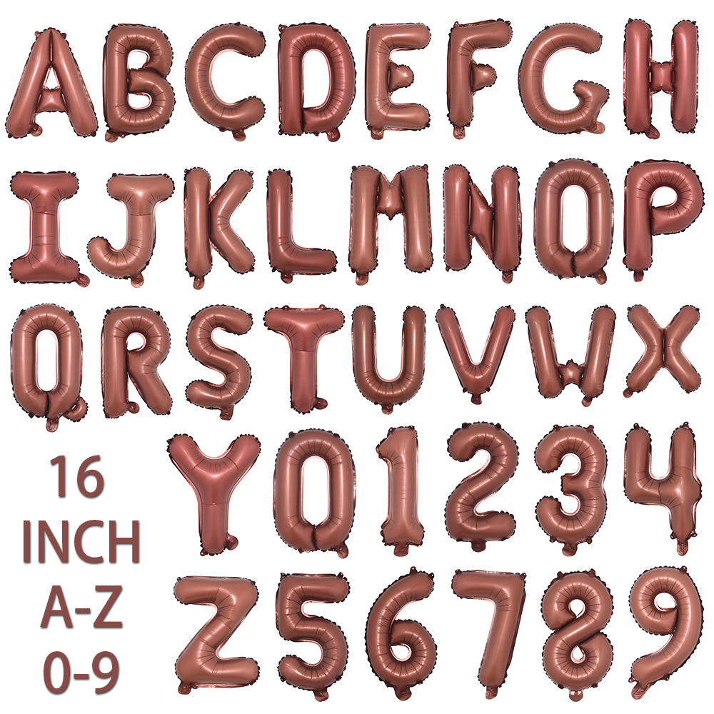 Chocolate Color Letter Number Foil balloons 1pc 16inch Alphabet Digital ...