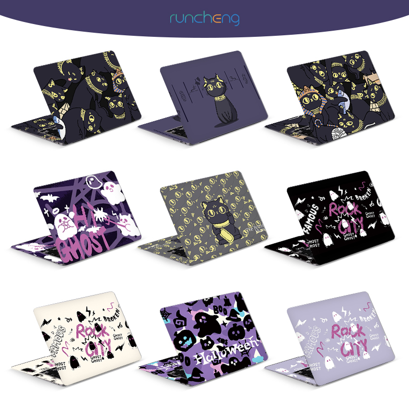 【2pcs】 Diy Laptop Cover Sticker Cute Black Kitten Laptop Computer Skin ...