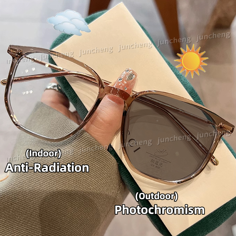 Photochromic Anti Radiation Glasses For Women Men Elastic Shade Frame ...