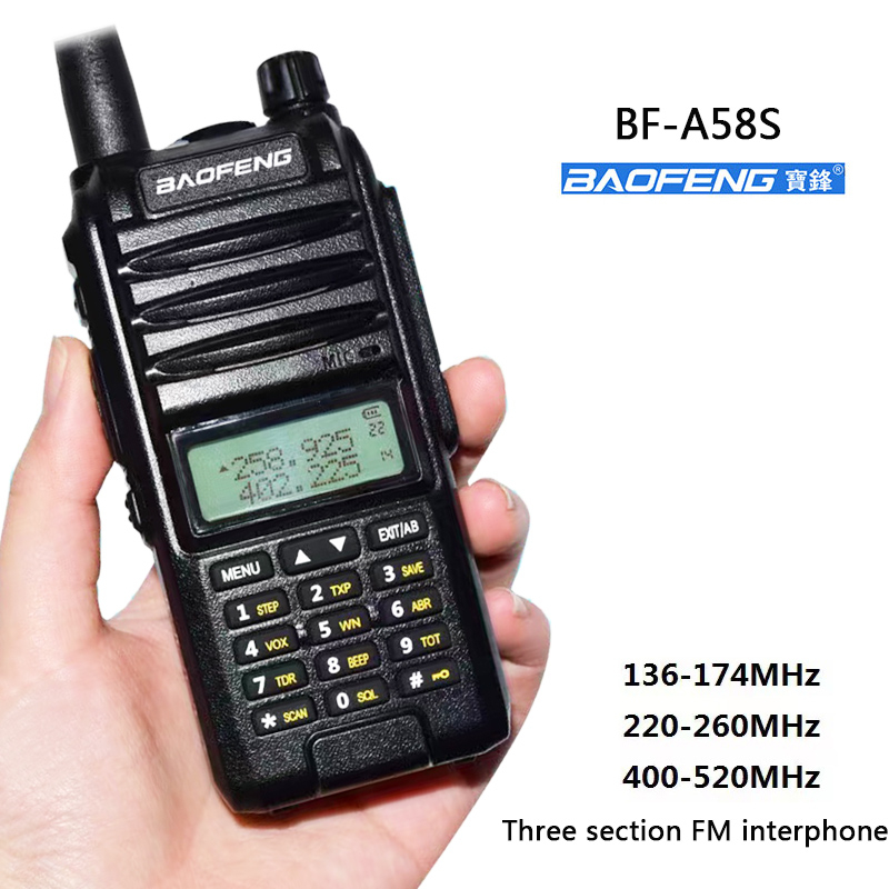 baofeng BF-A58S Three Band 136-174/220-260/400-520MHz Portable baofeng Walkie Talkies 8W ...