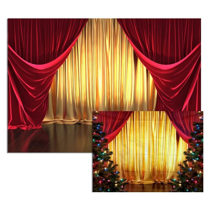 7x5ft Golden Red Curtain Party Photography Backdrop for Graduation ...