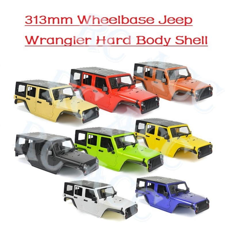 RC 313mm Wheelbase Jeep Wrangler Hard Body Shell Kit For 1/10 1/10 RC Crawler Axial SCX10 90046 ...