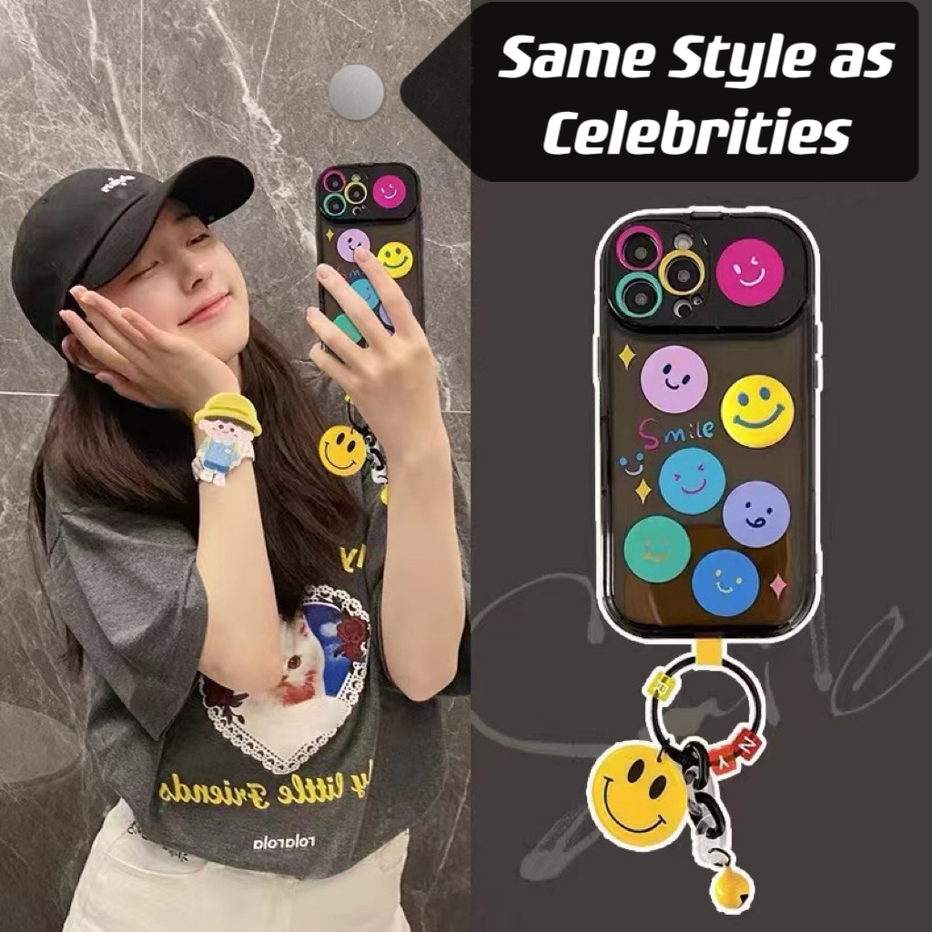 Colorful Smile Face ins Style Bracket Vanity Mirror iPhone Case for ...
