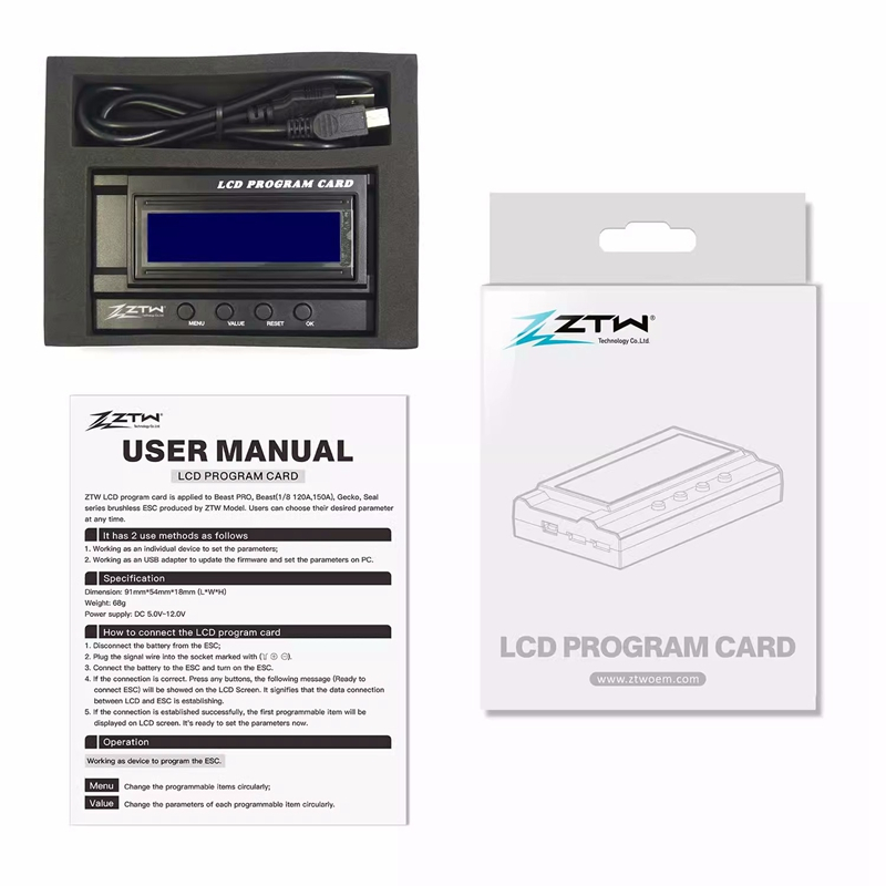 ZTW LCD Program Card RC Boat ESC Setting Card For Seal Series/Gecko ...