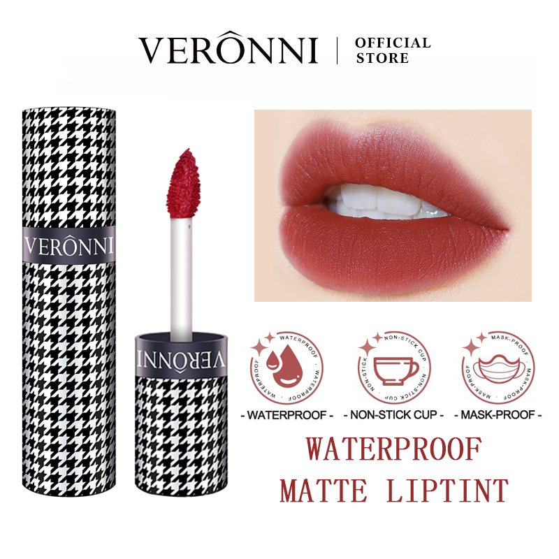 VERONNI Lip Tint Matte Lipstick Waterproof Liptint Velvet Lip Mud 12 ...