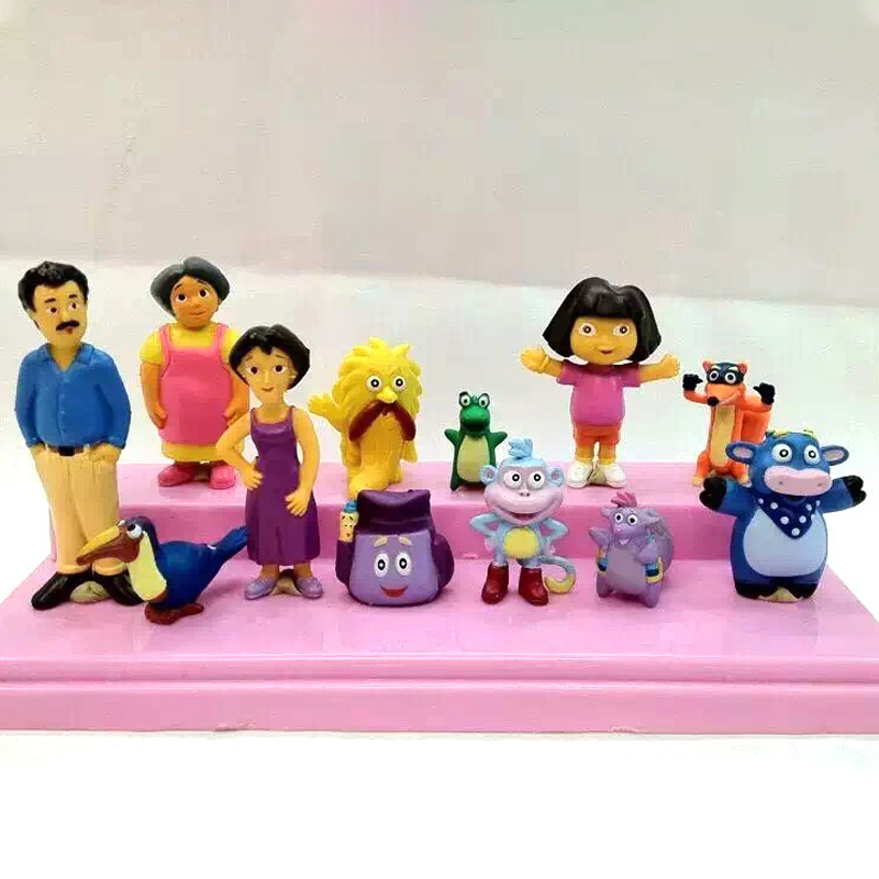 12Pcs/Set 3-8cm Anime Dora the Explorer Dora Boots Benny Isa Senor ...