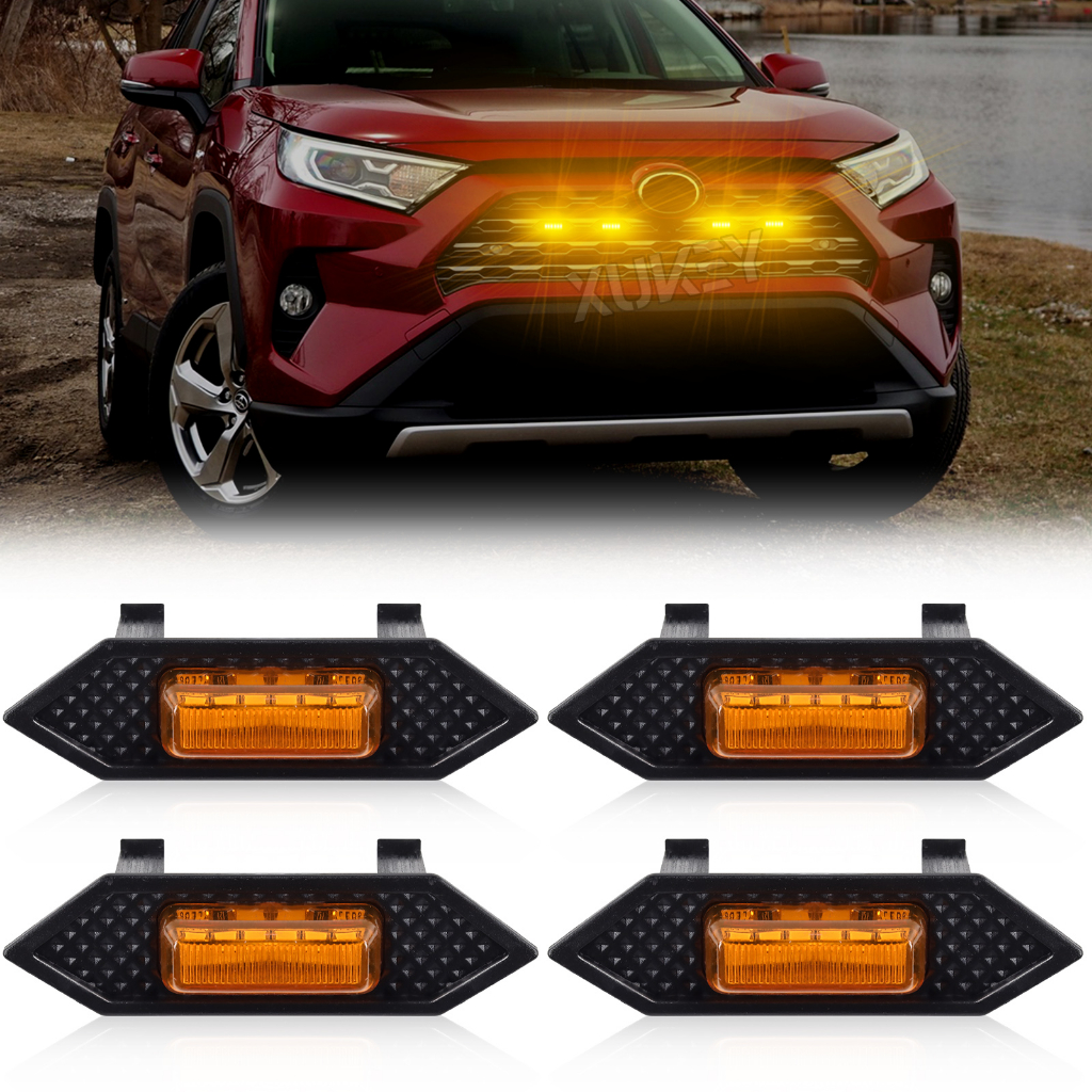 4PCS For Toyota RAV4 2019-2023 Amber Car LED Front Grille Amber Lights ...