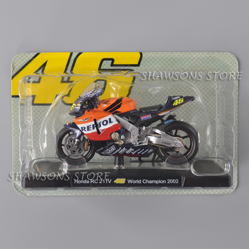 1:18 Scale Diecast Motorcycle Model Toy Honda RC 211V Valentino Rossi #46 Miniature Replica ...