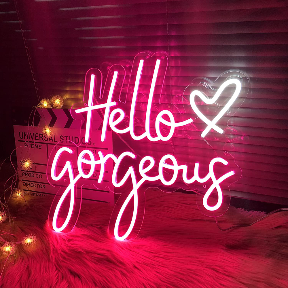 Hello Gorgeous Neon Signs for Wall Decor,Reusable Neon Light Sign for ...