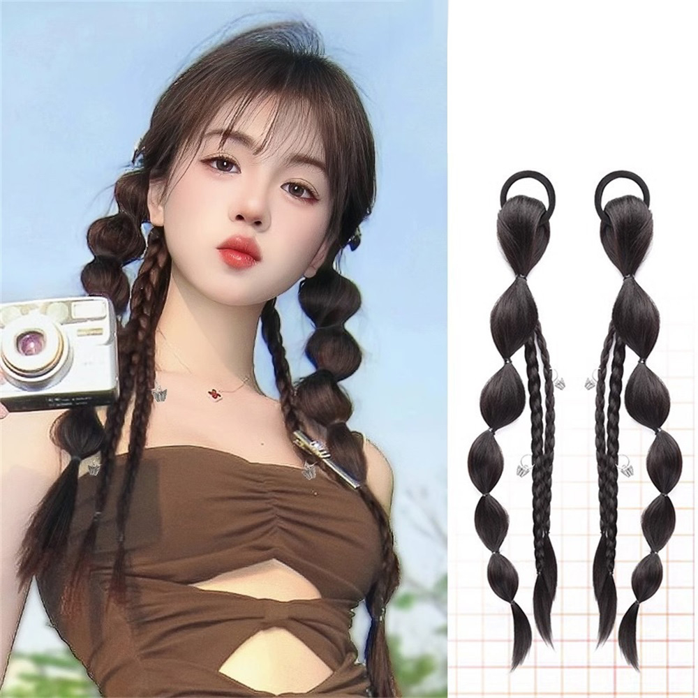 Sweet Cool Girls Braided Bubble Twist Wig Women Low Ponytail Boxing ...
