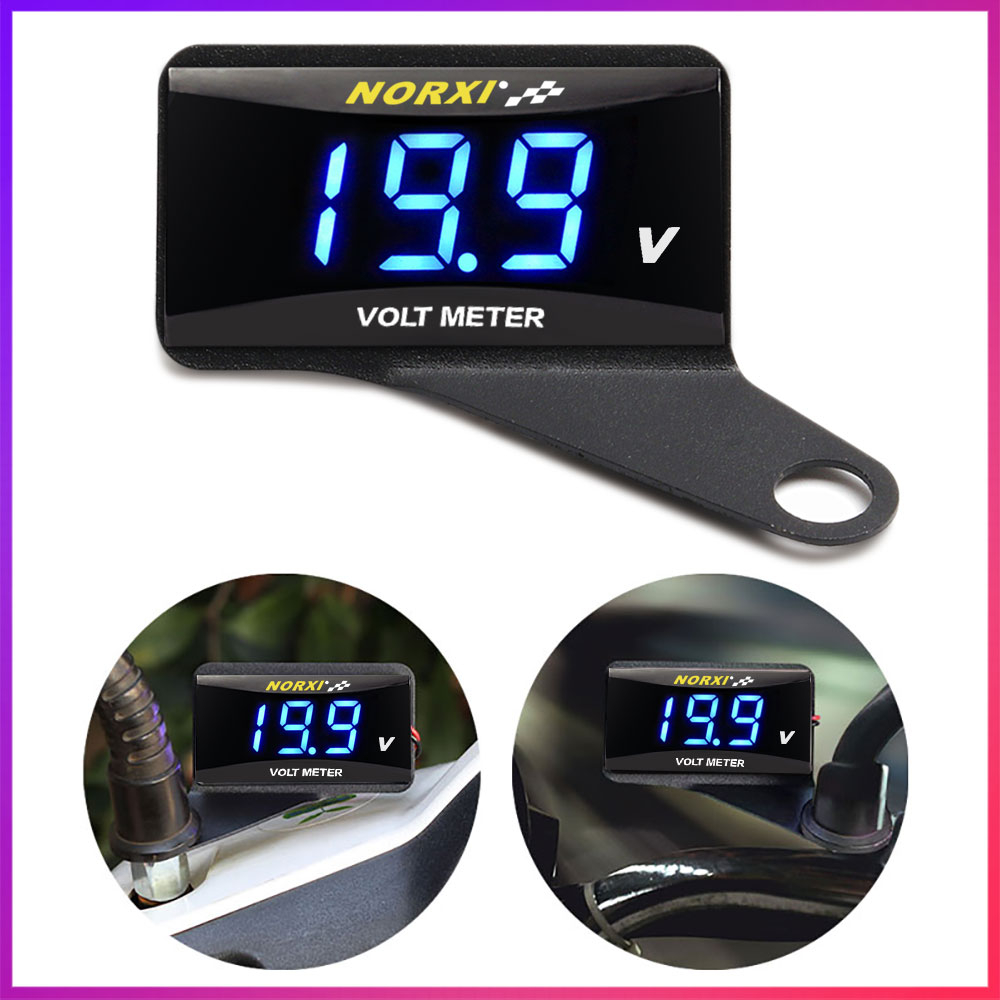 Motorcycle Voltmeter Mini Voltage Meter Universal LED Digital Display ...