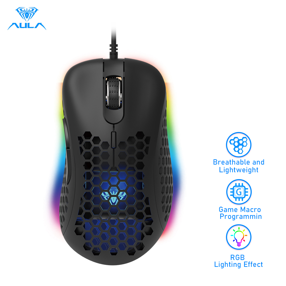AULA F810 Gaming Mouse Marco Programmable Ergonomic Design 800-6400 Dpi ...