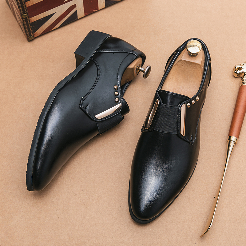 High Quality Fashion Luxury Men Formal Office Slip On Shoes Full Black ...