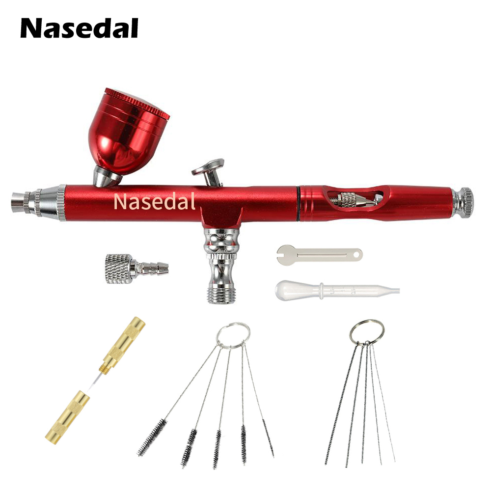 Nasedal Red Gold Dual Action 0.3mm Nozzle Airbrush Cake Decorating Air ...