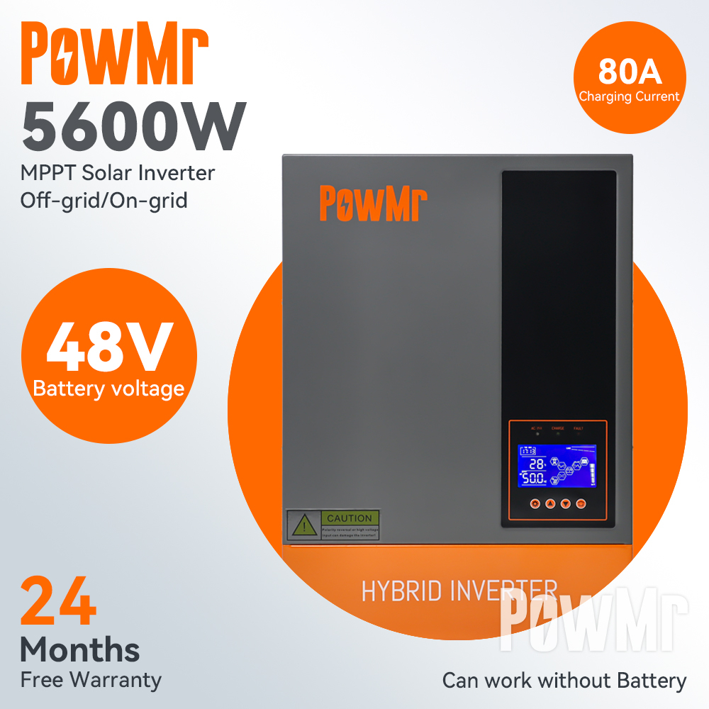 PowMR 5.6kw On-Grid Off-Grid Hybrid Inverter 48vdc 230vac Pv Panel ...