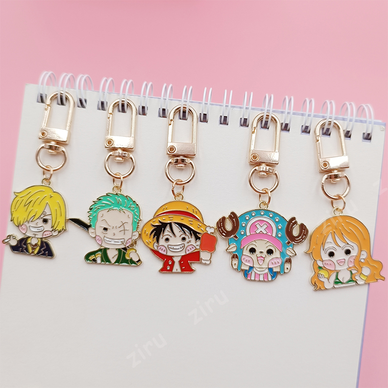 Anime One Piece Keychain Alloy Cartoon Pendant Key Chain Luffy Roronoa ...