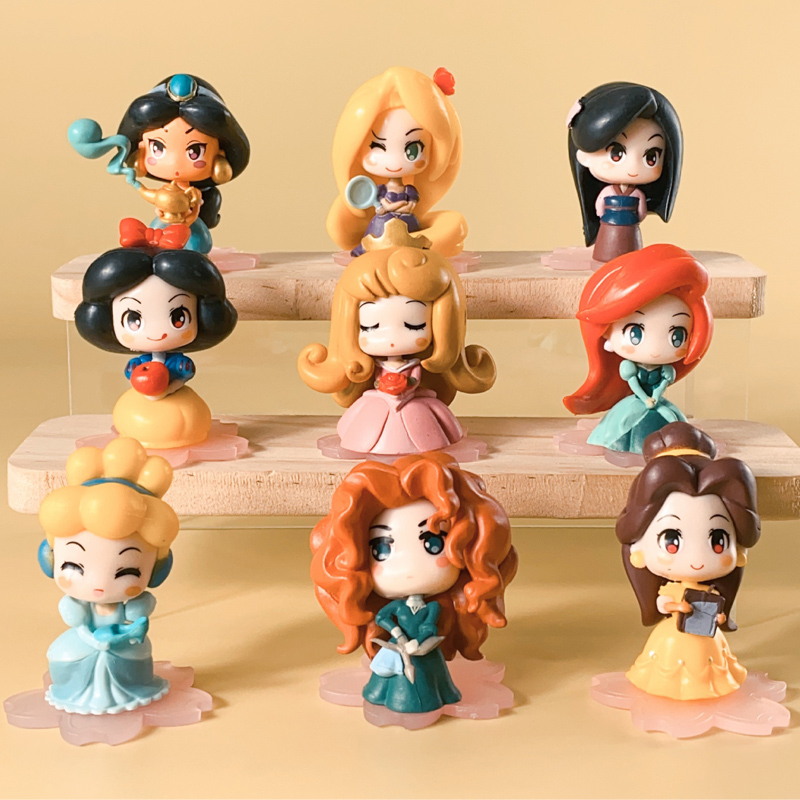 9Pcs/Set 6cm Anime Disney Princess Snow White Cinderella Aurora Ariel ...