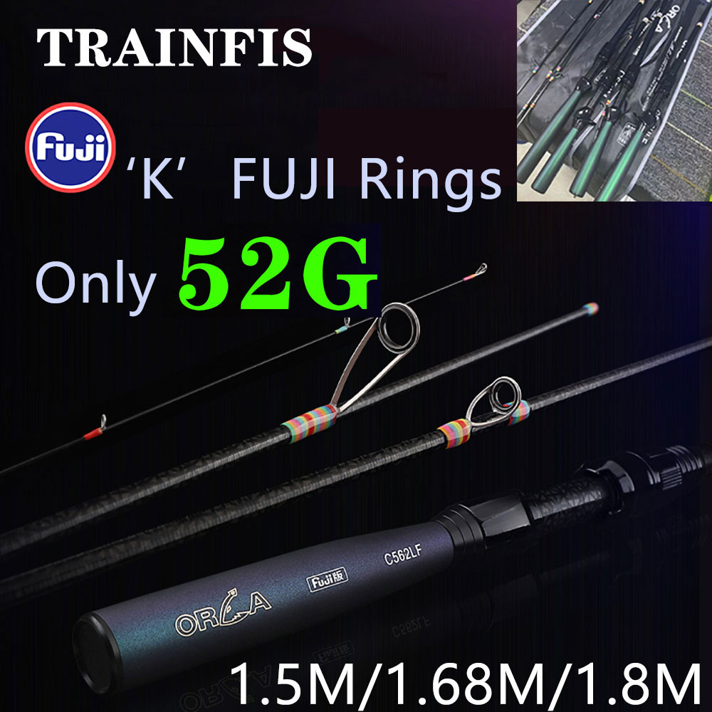 【TRAINFIS】Only 52G 1.5M/1.68M/1.8M FUJI UL Fishing Rod Solid Carbon 2-6LB/1-8g Spinning Rod ...