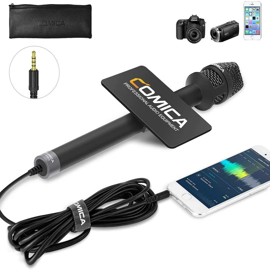 Handheld Interview Microphone, Comica HRM-S 3.5mm TRRS Cardioid ...