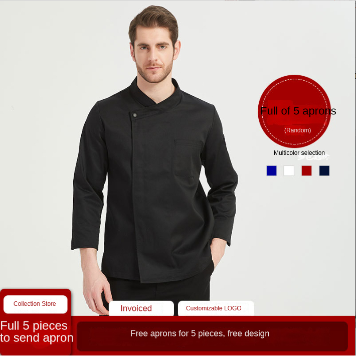 Ready Stock Uniform chef long-sleeved male breathable white chef ...