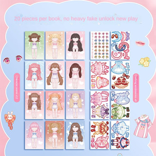 Sticker Book Stickers Paper Doll Dress Up Whole Body Dress Up Girl ...