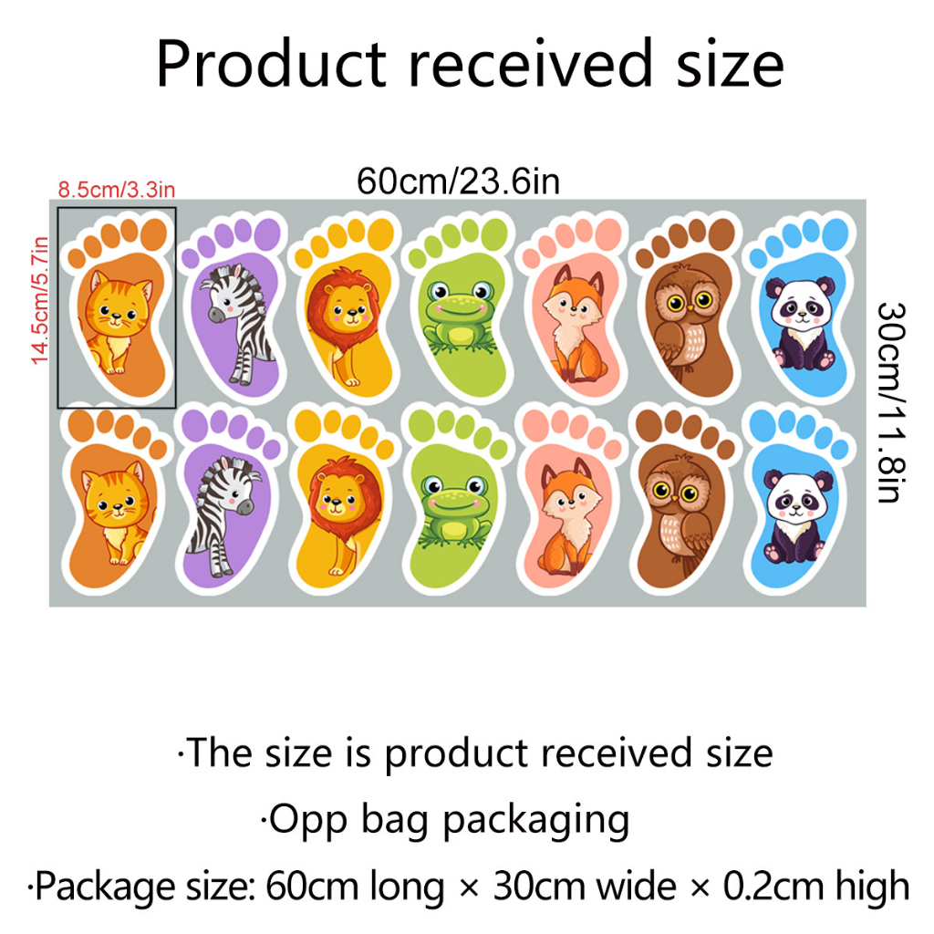 Footprint Stickers, Cartoon Kids Floor Stickers, Self-Adhesive ...