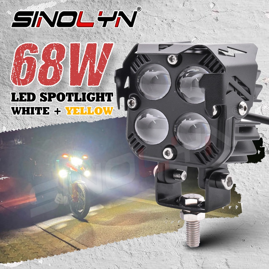 12LED Mini Driving Light 68W 3 Inch White And Yellow LED Motorcycle ...