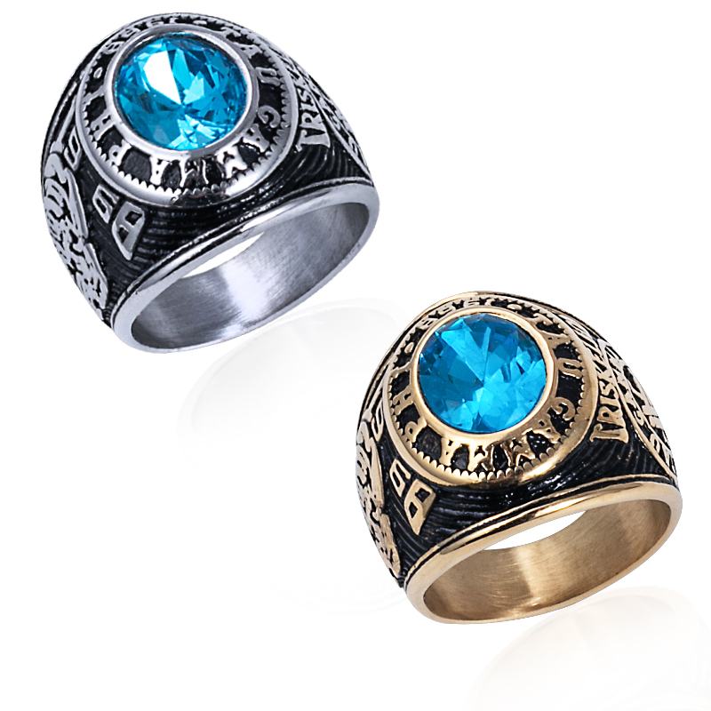 TAU GAMMA Bull Ring Solid Stainless Steel Turquoise Stone Size 7-14 ...