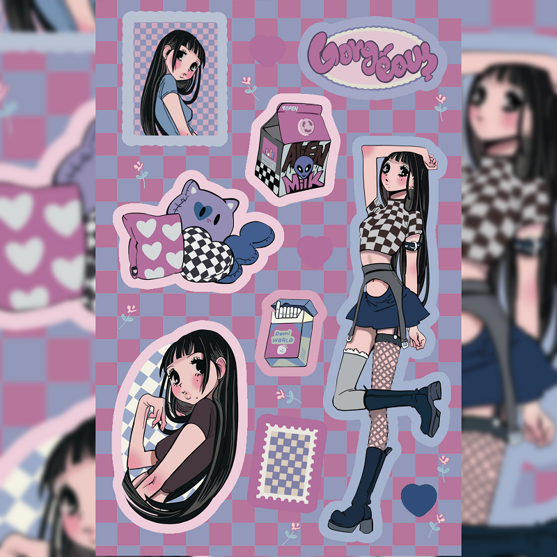 Korean DOMI Sticker Book Inner Page Character Sticker Sweet Cool ...
