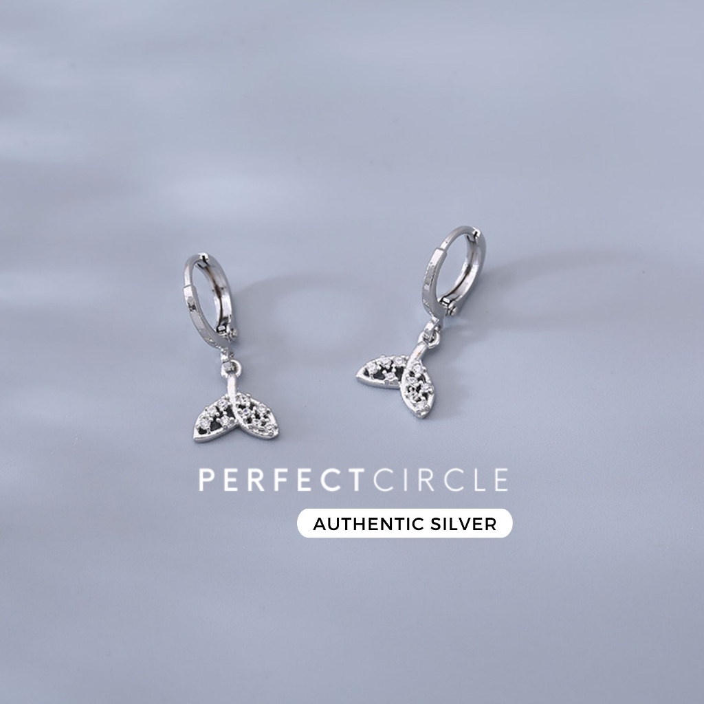 S925 Silver Fishtail Diamond Pendant Hoop Earrings • Hypoallergenic ...