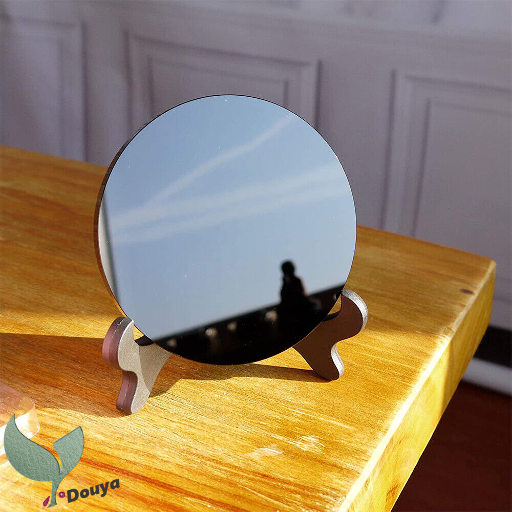 Natural Black Obsidian Stone Circle Disc Round Plate smooth Mirror with ...