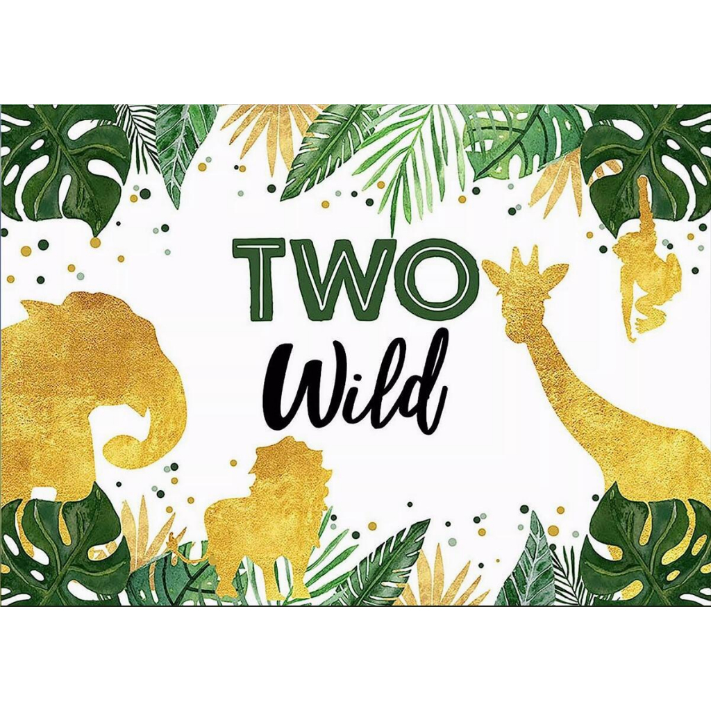 7x5ft Two Wild Birthday Backdrop for Kids Jungle Safari Animals Second ...