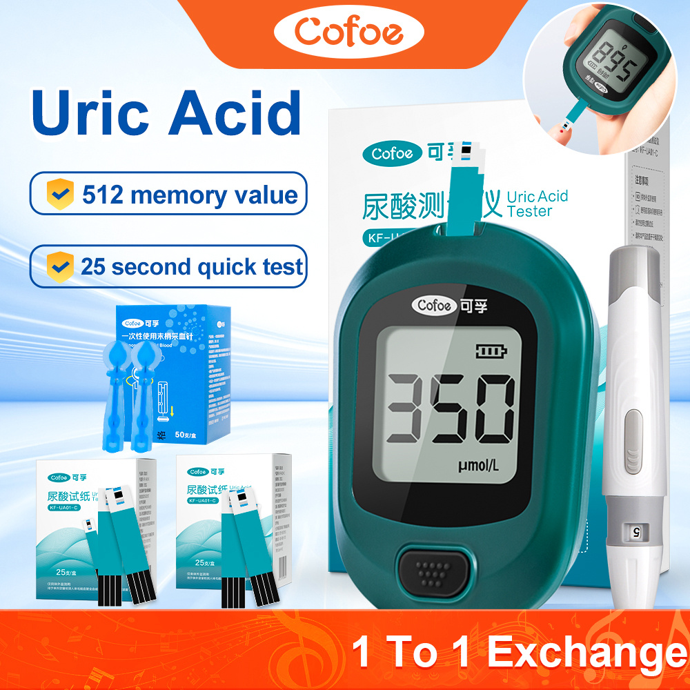 Cofoe Uric Acid Testing Meter Kit Gout Tester with 50pcs Test Strips ...