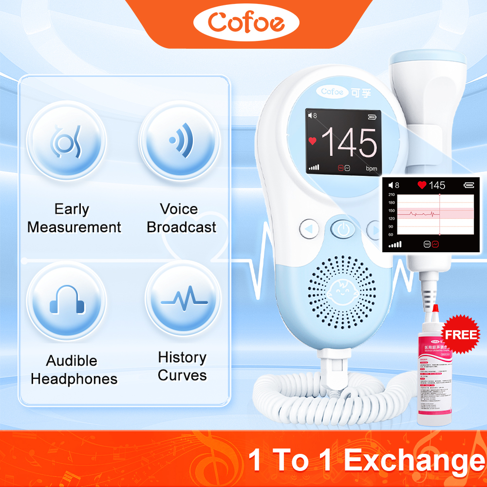 Cofoe Fetal Doppler Baby Pregnant Heartbeat Device Portable LCD Screen Monitor With Free Gel ...