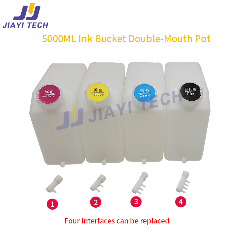 JIAYI 5L Ink Tank Ink Bucket Double Outlets Alarm Ink Cartridge with ...