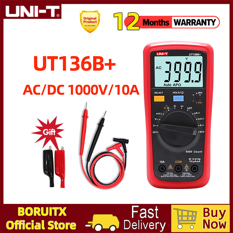 【Ready Stock】UNI-T UT136B+ UT136C+ Digital Multimeter Auto Range AC/DC 1000V/10A DMM Ohm ...
