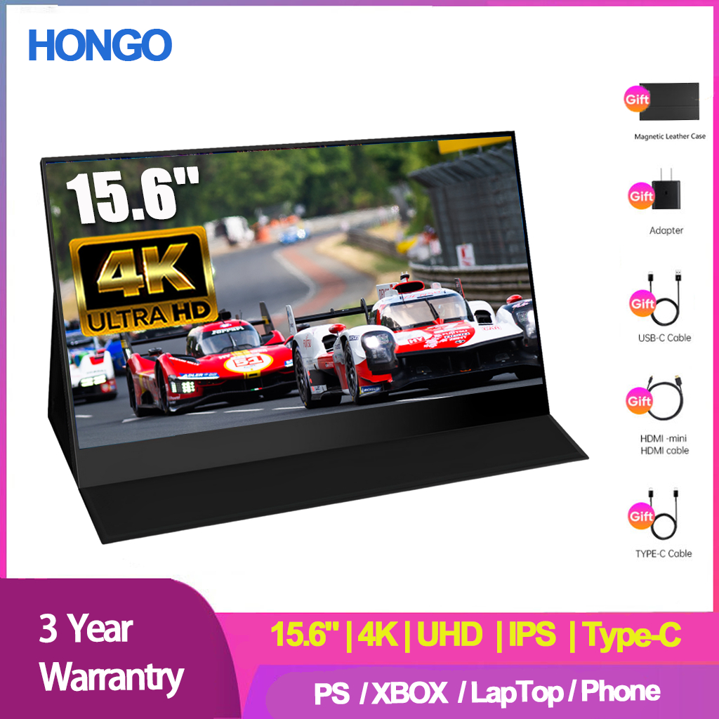 HONGO 16inch 4K Resolution Portable Monitor IPS 100%sRGB UBS Type-c ...