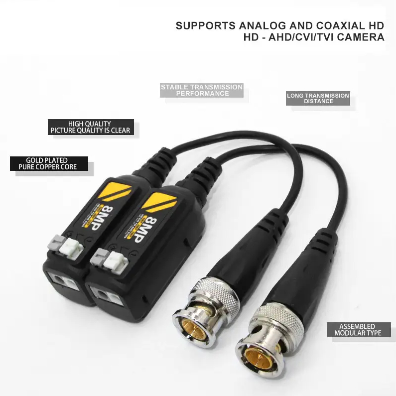 CCTV Accessories BNC Balun Connector HD 4K Passive Video Balun 8MP RJ45 | Shopee Philippines