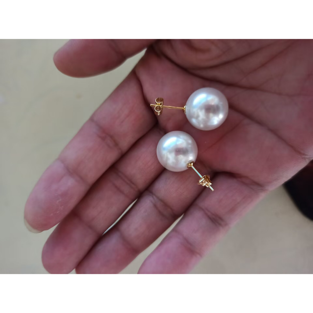 AAA 14MM PERFECT white round shell pearl earrings | Shopee Philippines