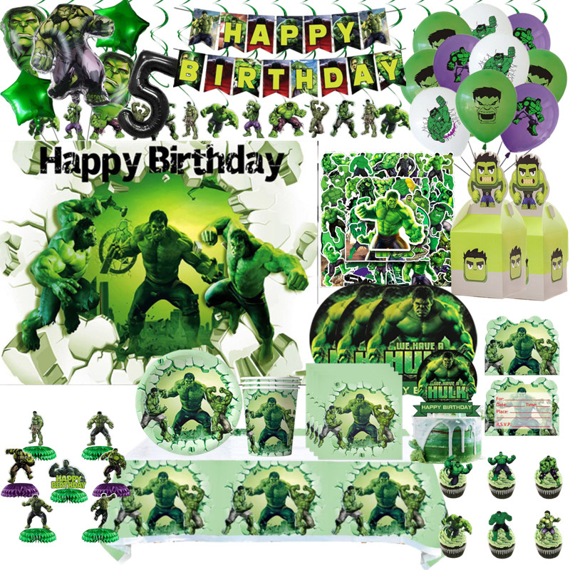 Super Hero Hulk Theme Birthday Party Decorations Kids Boy Disposable ...