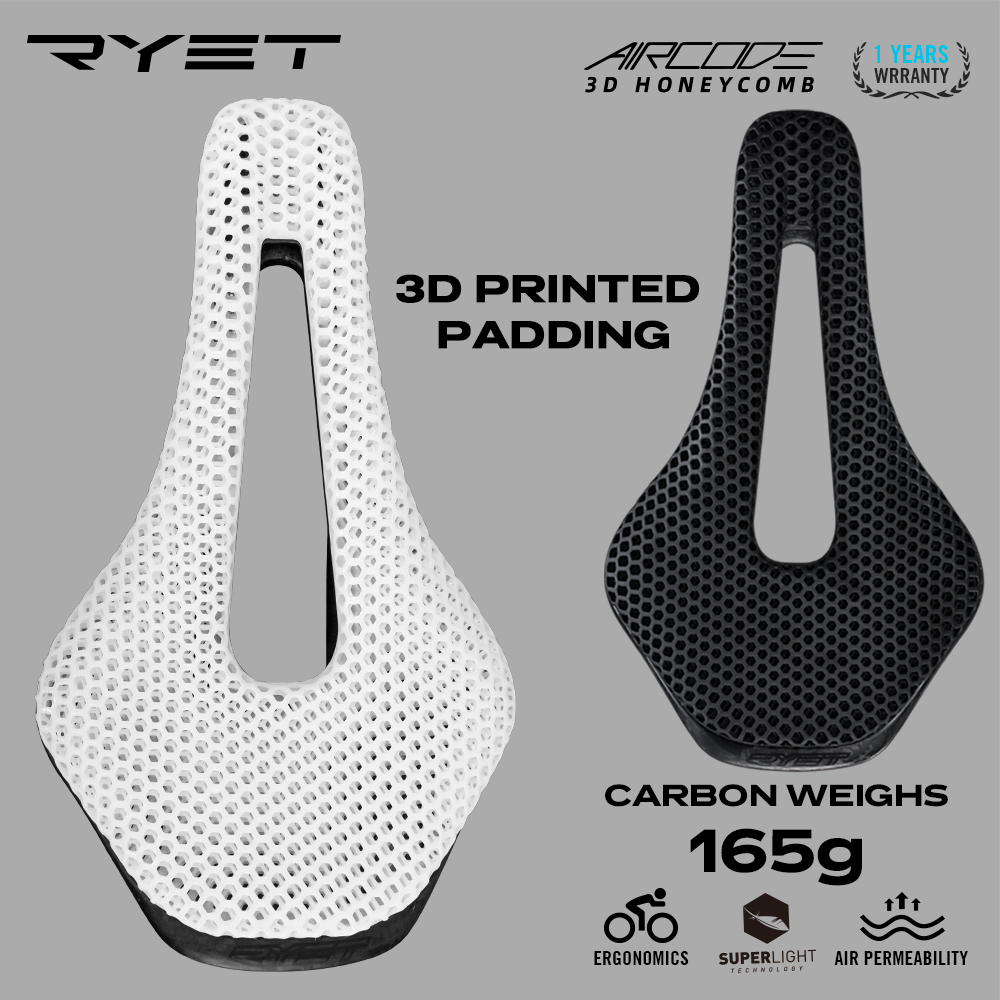 RYET 3D Printed Bike Saddle Carbon Fiber Ultralight Hollow Comfortable Breathable MTB Mountain ...