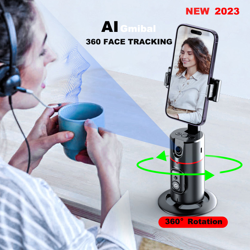 Upgrated No APP Required 360 Rotation Auto Face Tracking Tripod with BT Wireless Remote ...