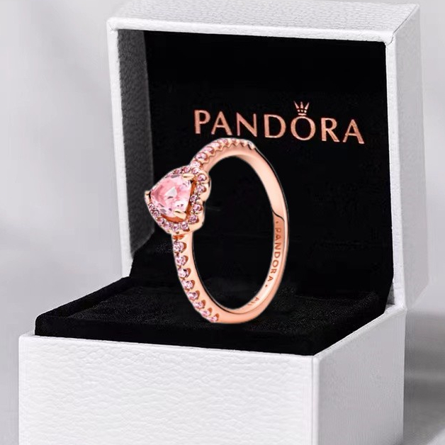 With Box Original Pandora Ring Female S925 Silver-Plated Shining Pink ...