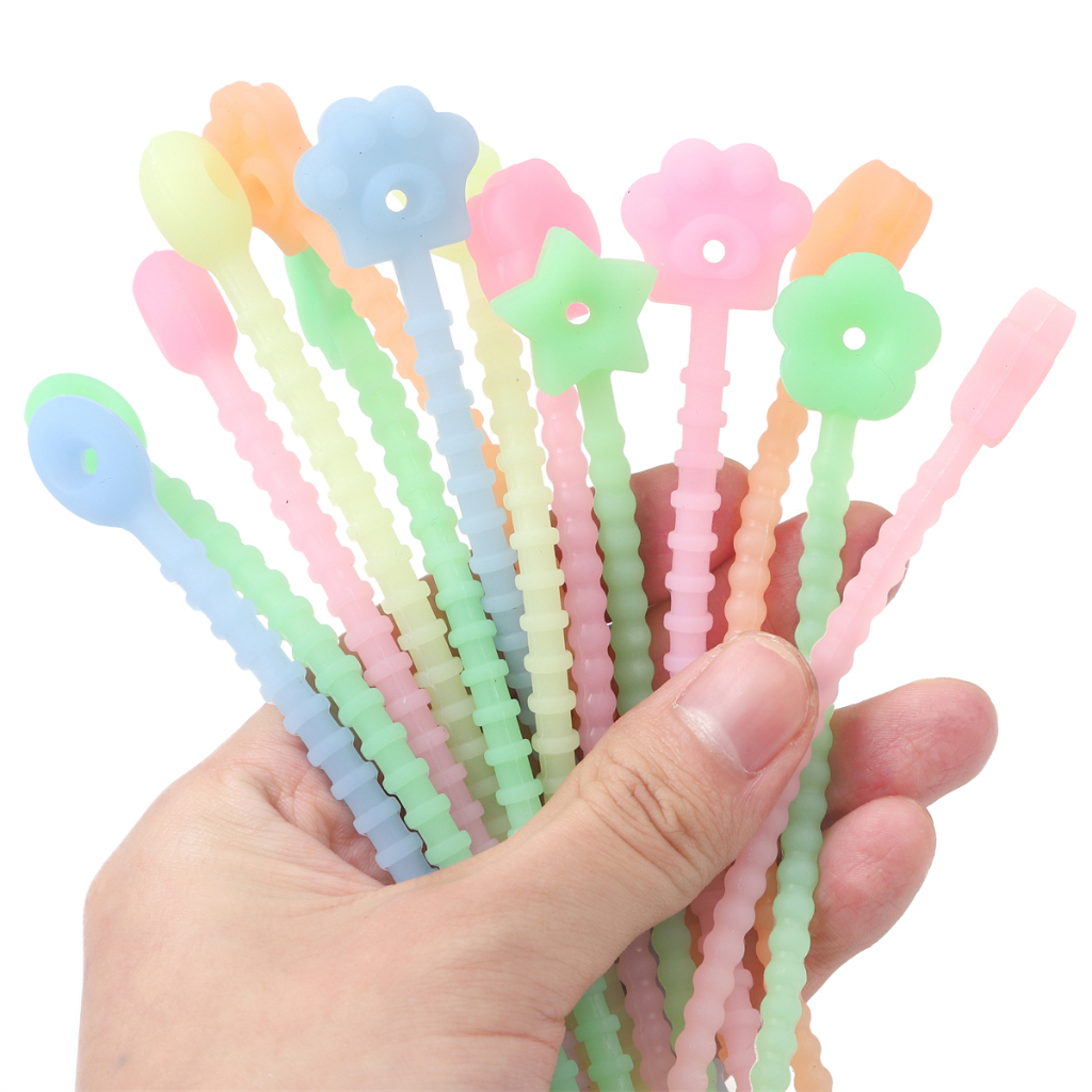 Color Luminous Silicone Key Ring Tie Keychain Cat Claw/Rabbit Head ...