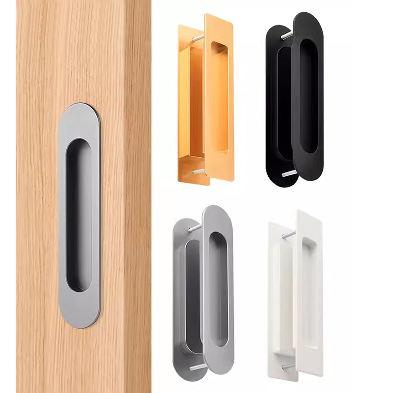 One Pair Hidden Door Handles Aluminum alloy Recessed Flush Pull Cover ...